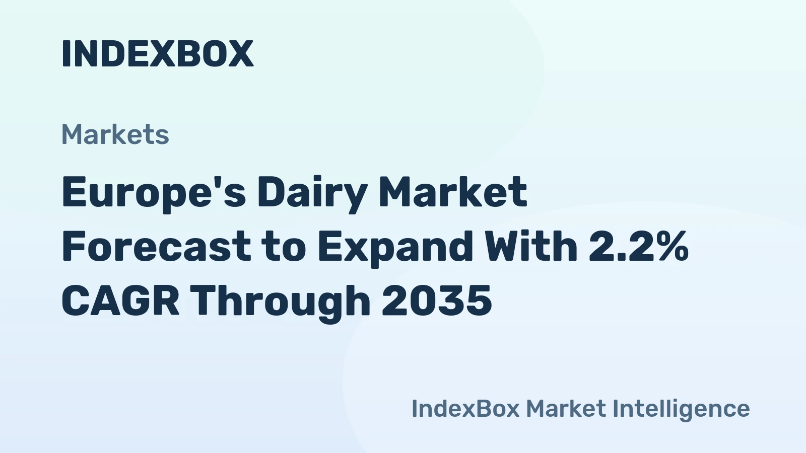 Europe's Dairy Market Forecast to Expand With 2.2% CAGR Through 2035