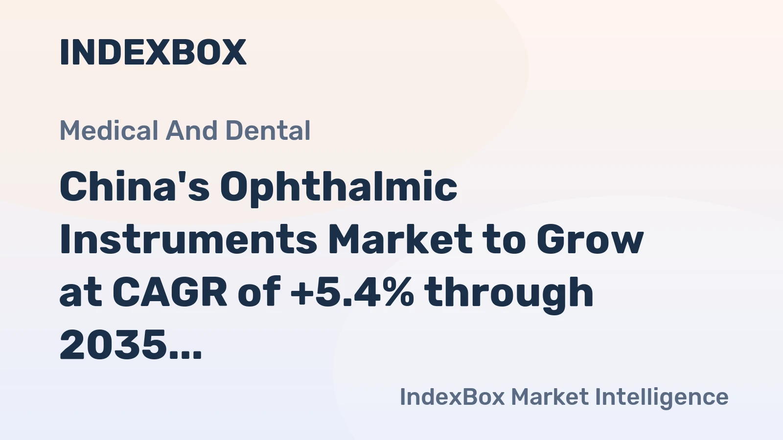 China's Ophthalmic Instruments Market to Grow at CAGR of +5.4% through 2035