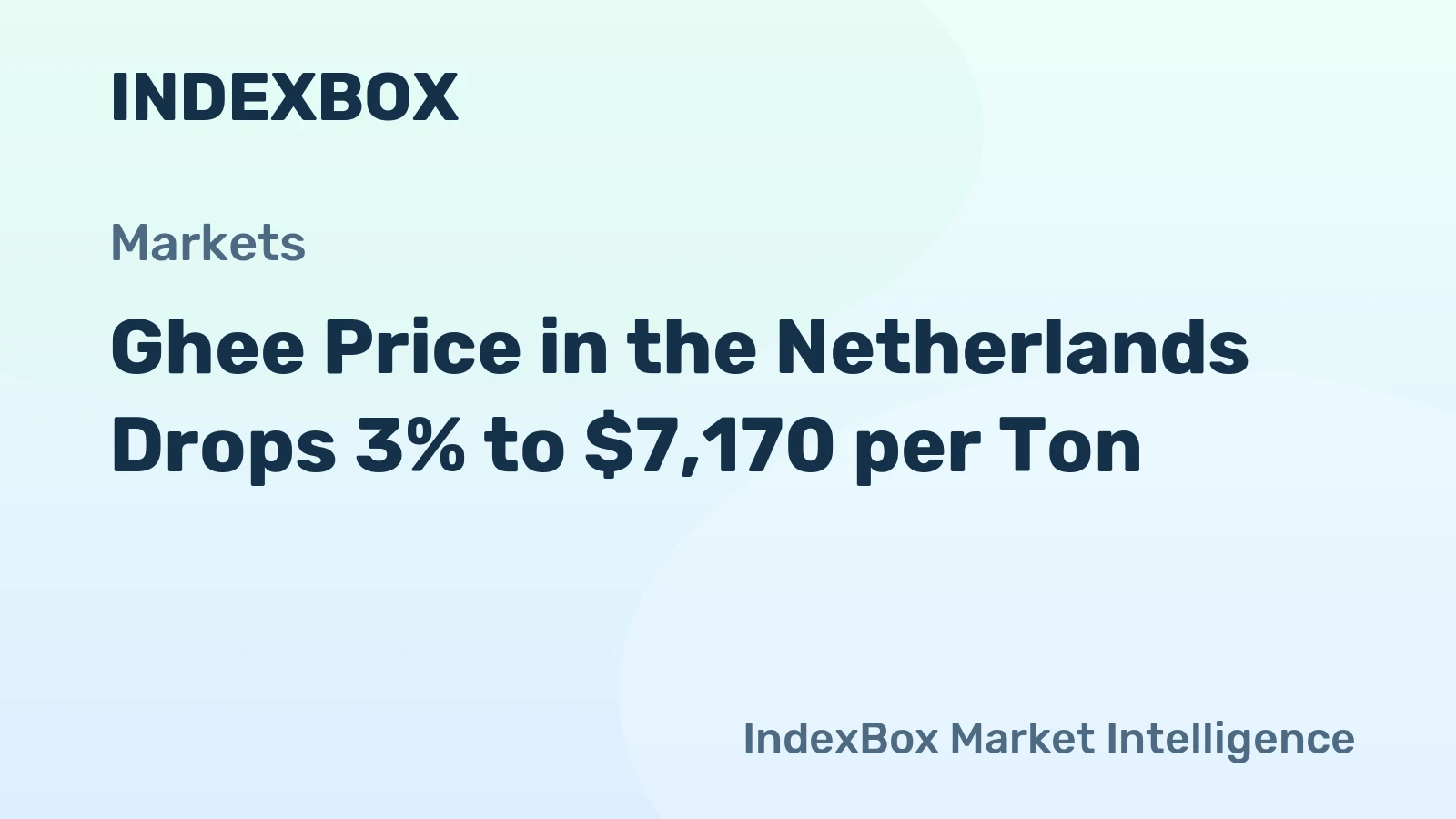 Ghee Price in the Netherlands Drops 3% to $7,170 per Ton