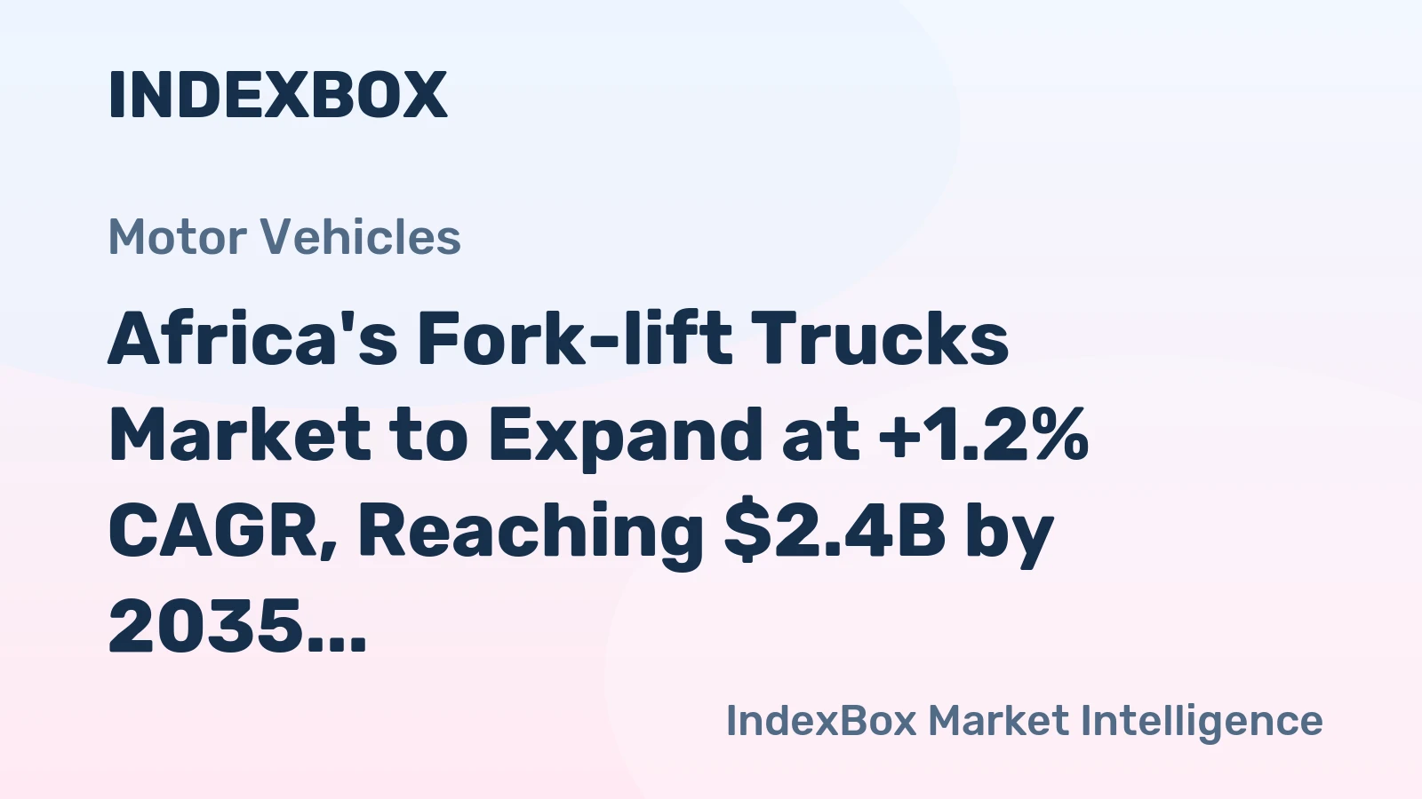 Africa's Fork-lift Trucks Market to Expand at +1.2% CAGR, Reaching $2.4B by 2035