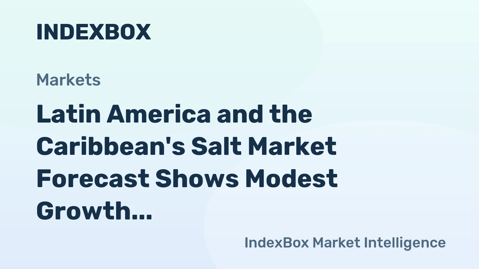 Latin America and the Caribbean's Salt Market Forecast Shows Modest Growth With a +2.1% Value CAGR