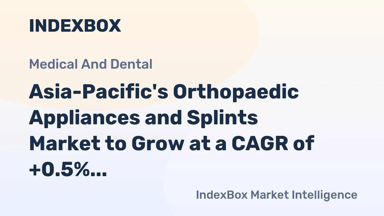 Asia-Pacific's Orthopaedic Appliances and Splints Market to Grow at a CAGR of +0.5% by 2035