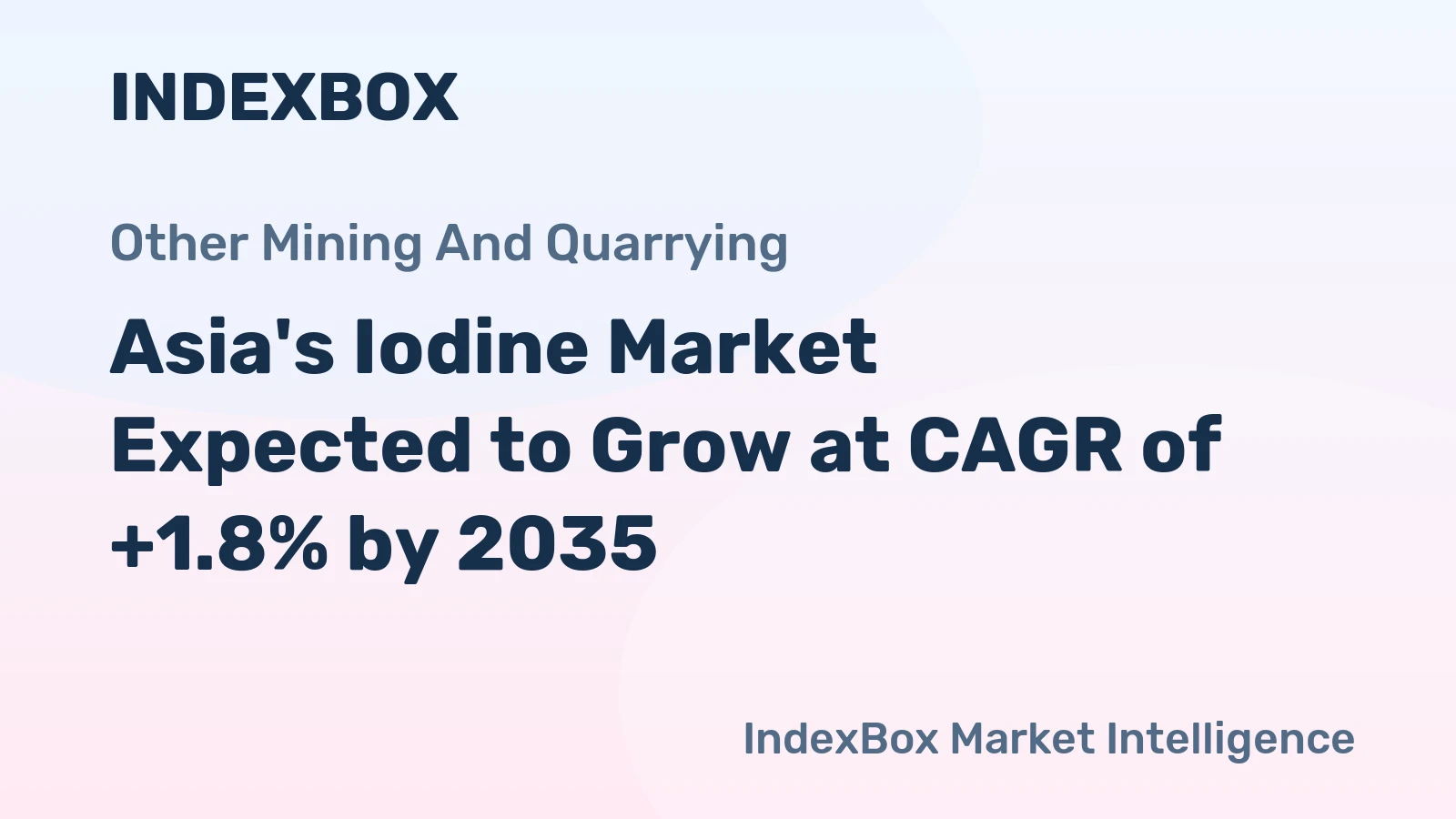 Asia's Iodine Market Expected to Grow at CAGR of +1.8% by 2035
