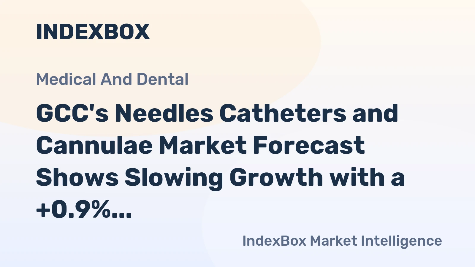 GCC's Needles Catheters and Cannulae Market Forecast Shows Slowing Growth with a +0.9% Volume CAGR