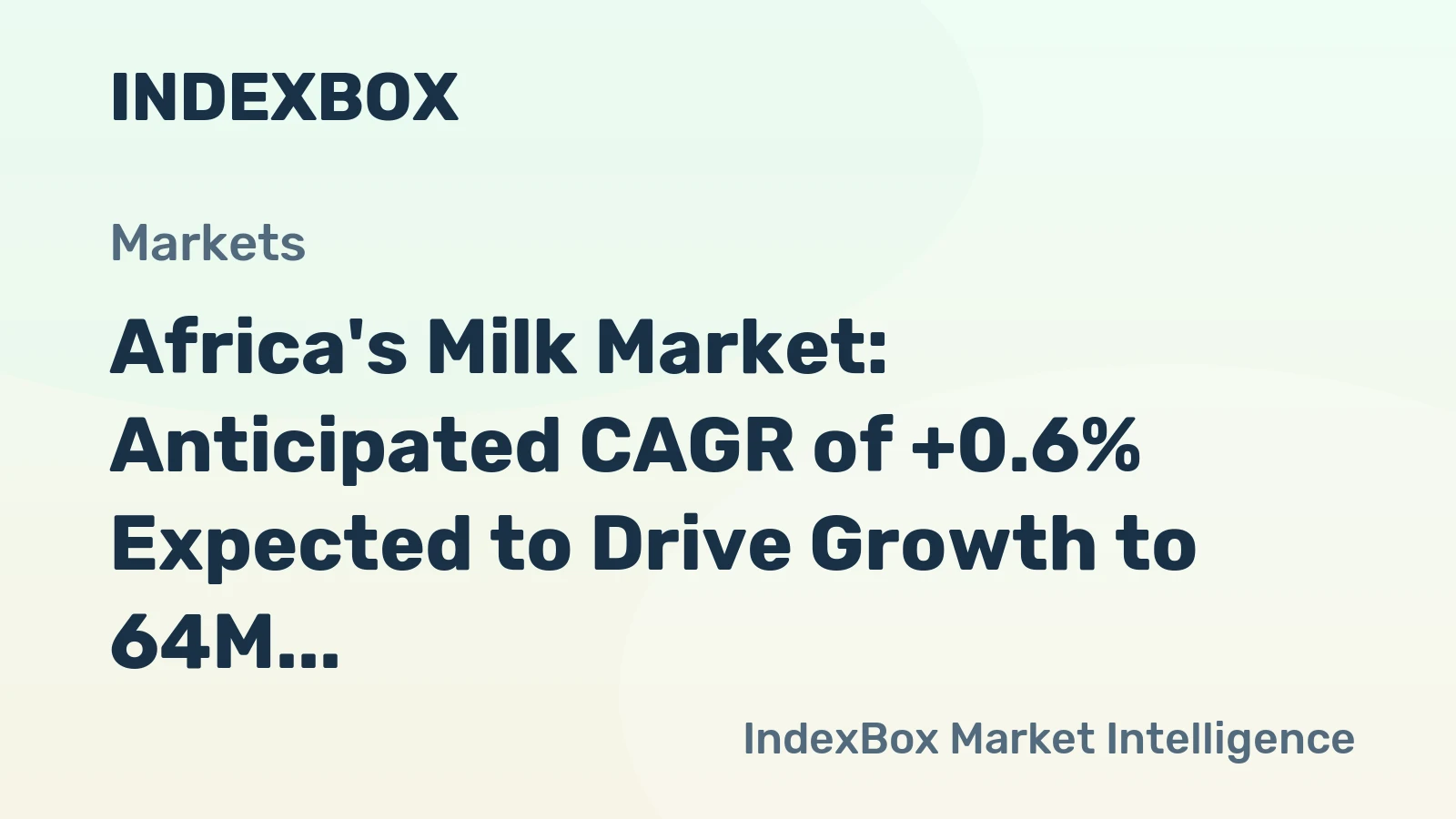 Africa's Milk Market: Anticipated CAGR of +0.6% Expected to Drive Growth to 64M Tons by 2035