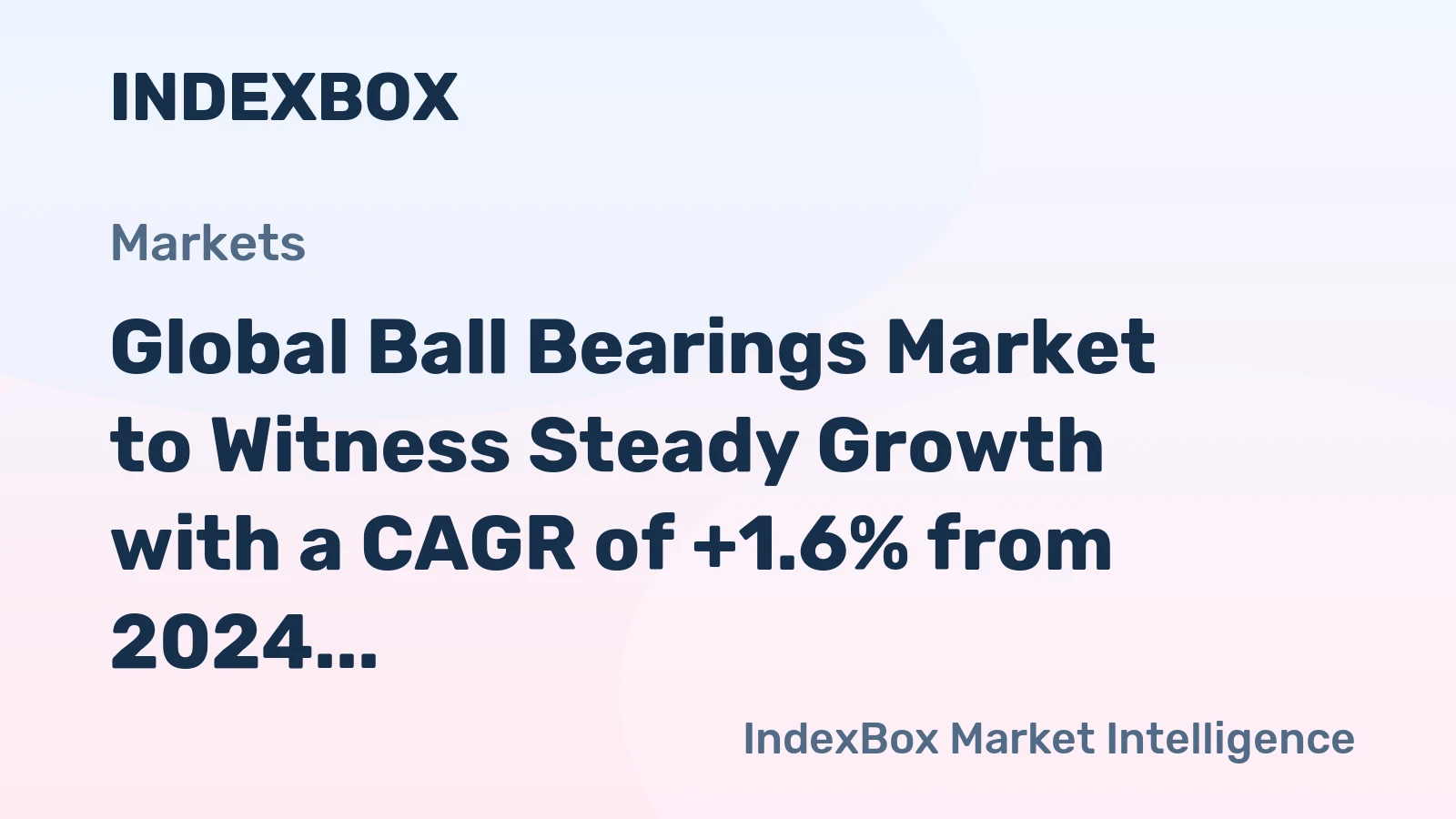 Global Ball Bearings Market to Witness Steady Growth with a CAGR of +1.6% from 2024 to 2035