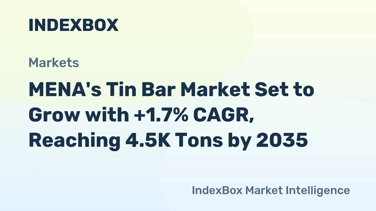 MENA's Tin Bar Market Set to Grow with +1.7% CAGR, Reaching 4.5K Tons by 2035