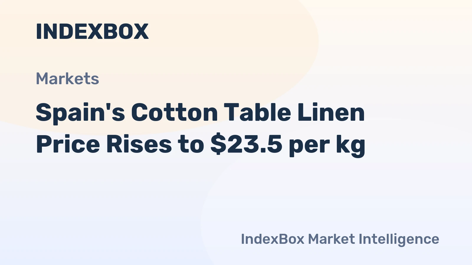 Spain's Cotton Table Linen Price Rises to $23.5 per kg