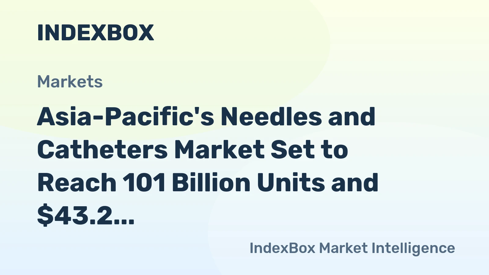 Asia-Pacific's Needles and Catheters Market Set to Reach 101 Billion Units and $43.2 Billion by 2035