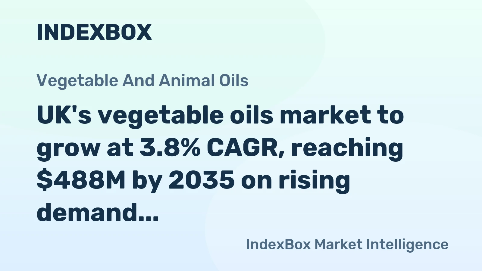 UK's vegetable oils market to grow at 3.8% CAGR, reaching $488M by 2035 on rising demand for fats and oils.