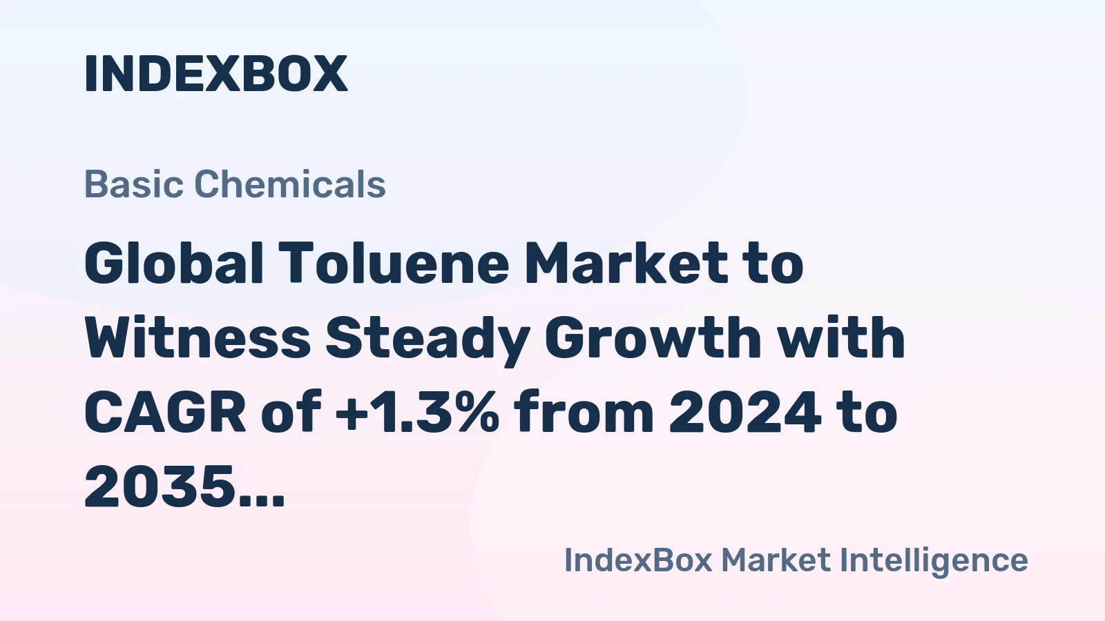 Global Toluene Market to Witness Steady Growth with CAGR of +1.3% from 2024 to 2035, Reaching $18.8B by 2035