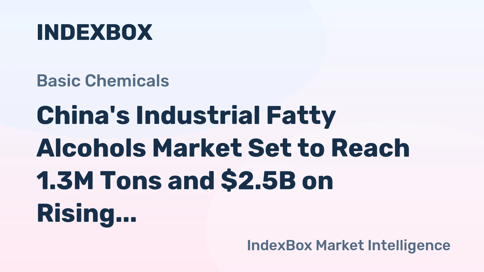 China's Industrial Fatty Alcohols Market Set to Reach 1.3M Tons and $2.5B on Rising Demand and Imports