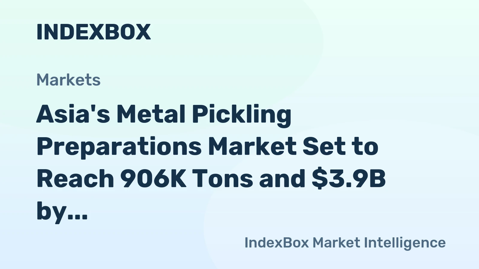 Asia's Metal Pickling Preparations Market Set to Reach 906K Tons and $3.9B by 2035