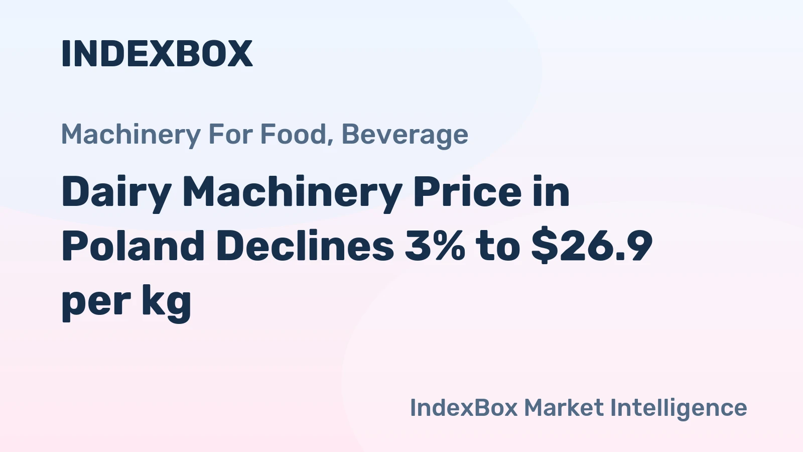 Dairy Machinery Price in Poland Declines 3% to $26.9 per kg