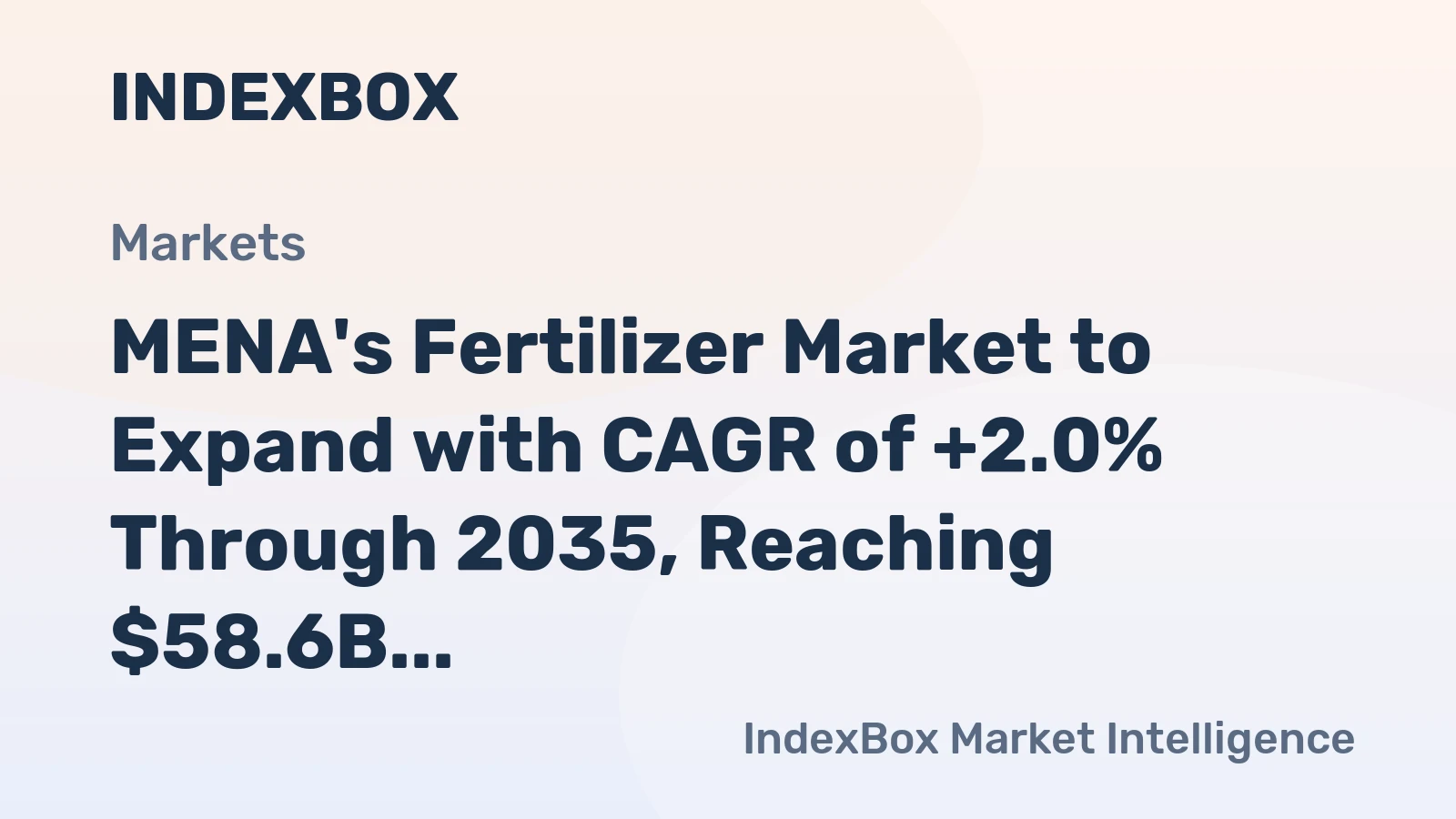 MENA's Fertilizer Market to Expand with CAGR of +2.0% Through 2035, Reaching $58.6B