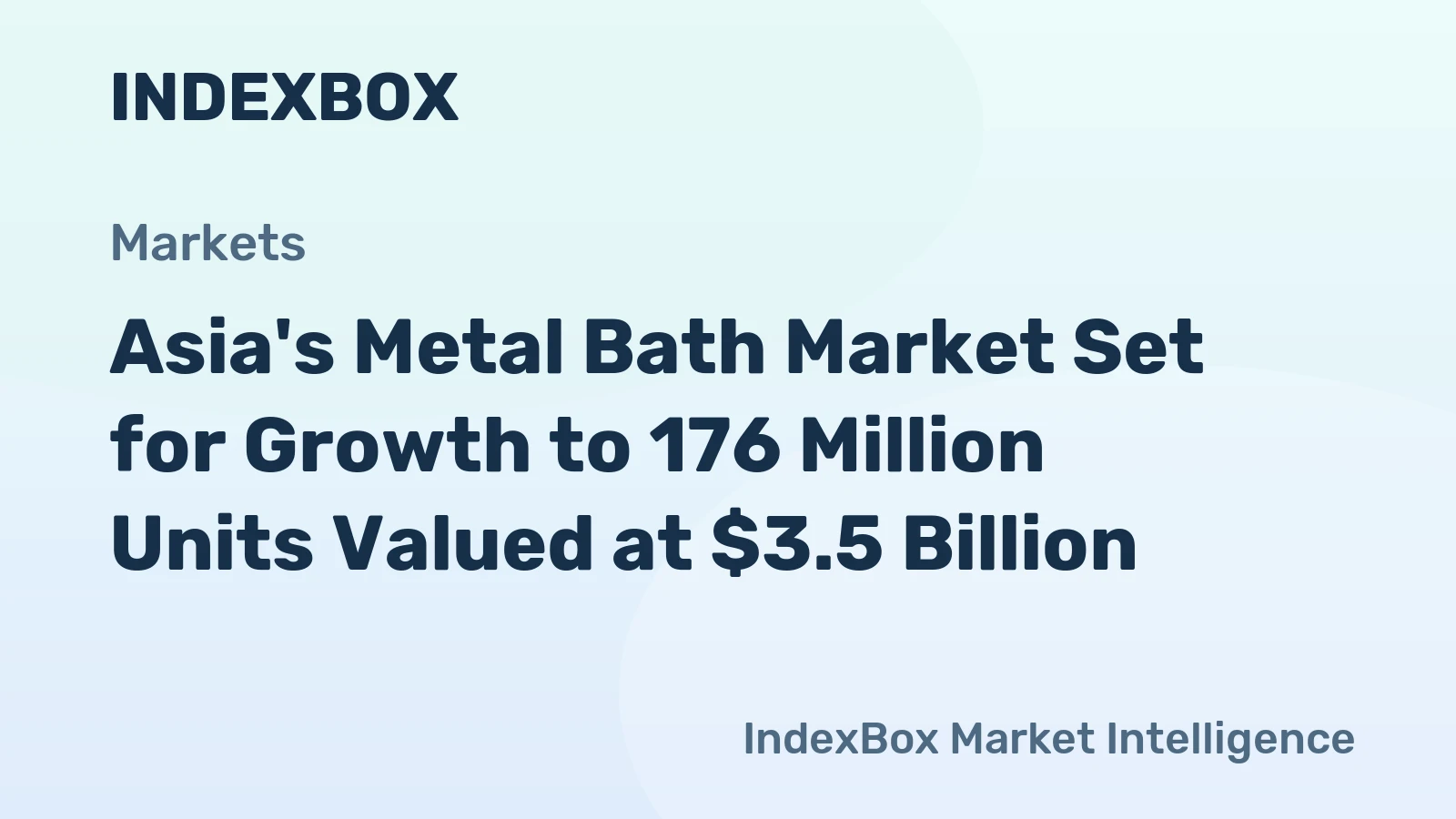 Asia's Metal Bath Market Set for Growth to 176 Million Units Valued at $3.5 Billion