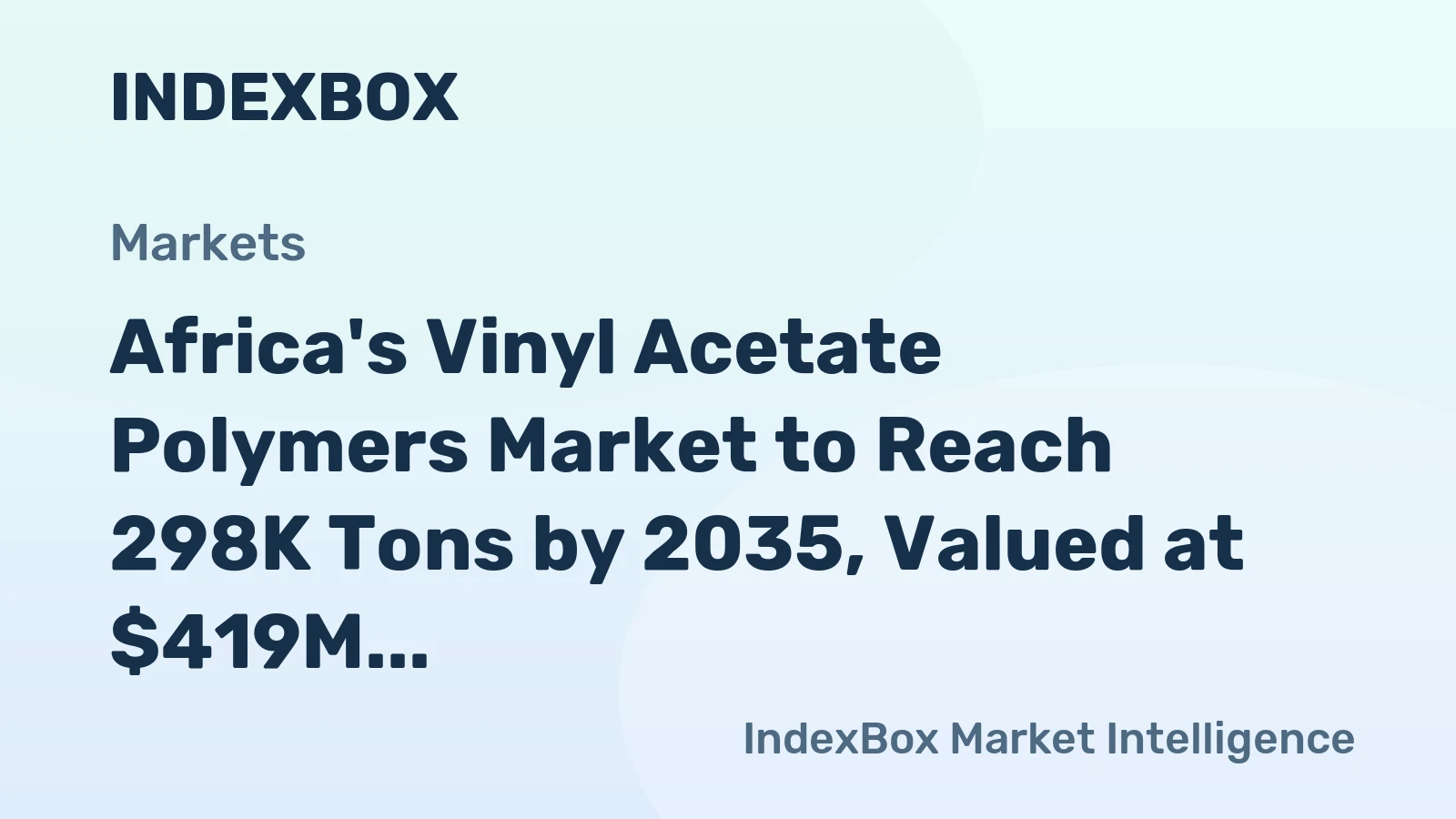 Africa's Vinyl Acetate Polymers Market to Reach 298K Tons by 2035, Valued at $419M