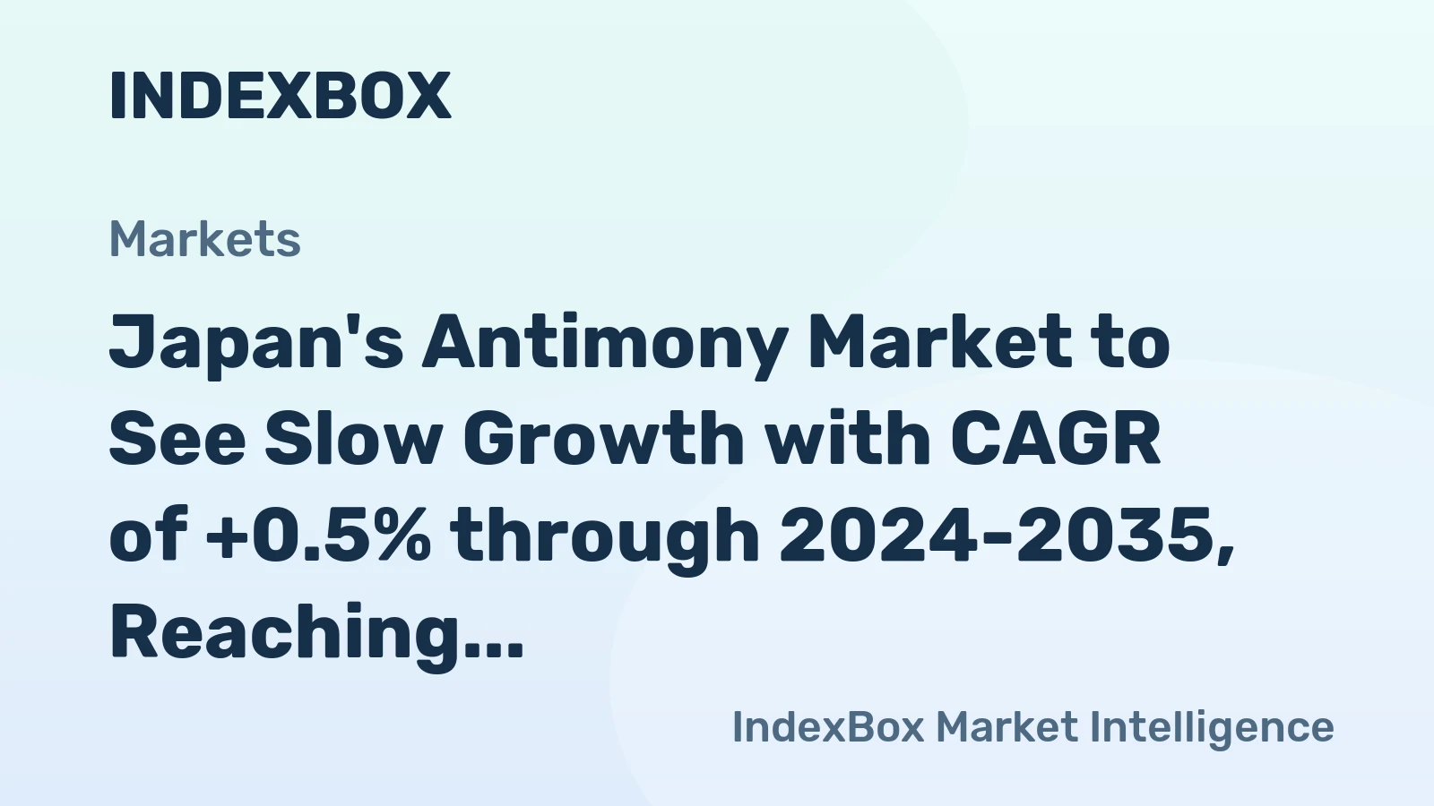 Japan's Antimony Market to See Slow Growth with CAGR of +0.5% through 2024-2035, Reaching $2M by 2035