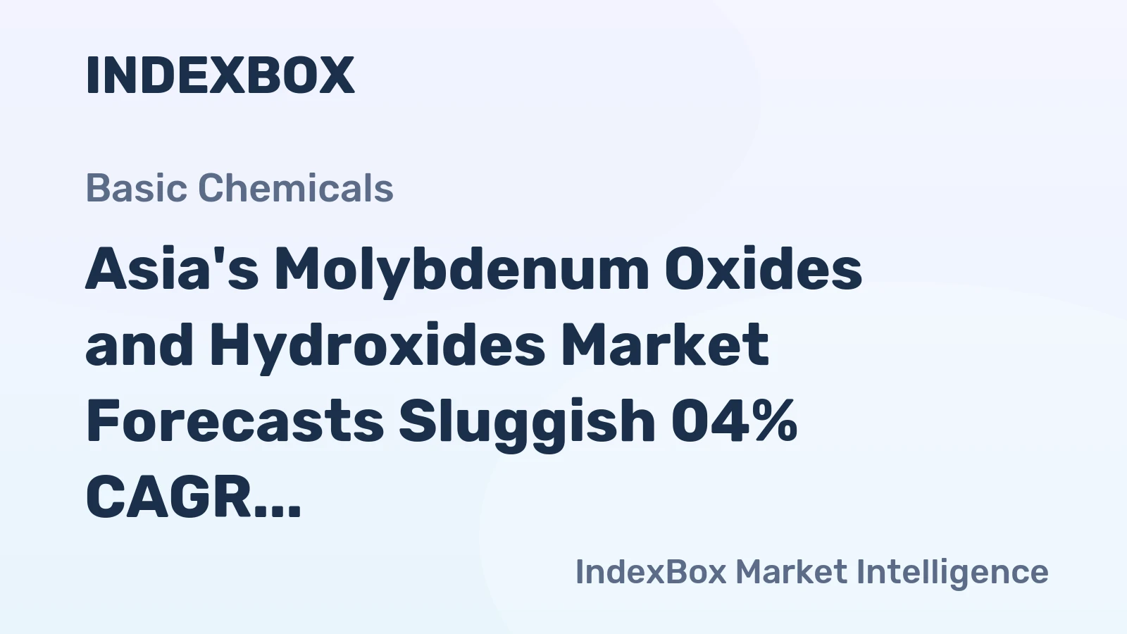Asia's Molybdenum Oxides and Hydroxides Market Forecasts Sluggish 04% CAGR Volume Growth Through 2035