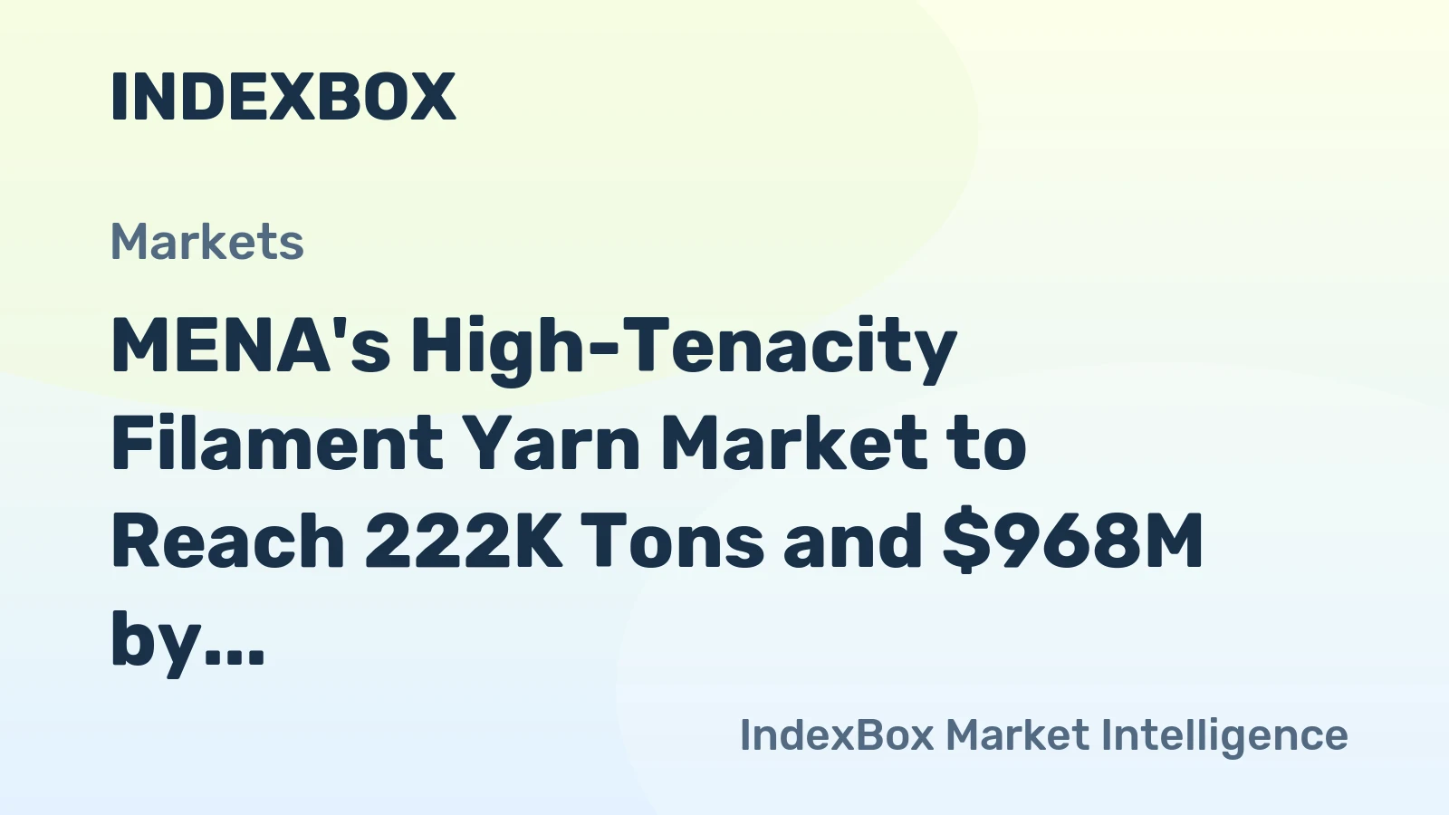 MENA's High-Tenacity Filament Yarn Market to Reach 222K Tons and $968M by 2035