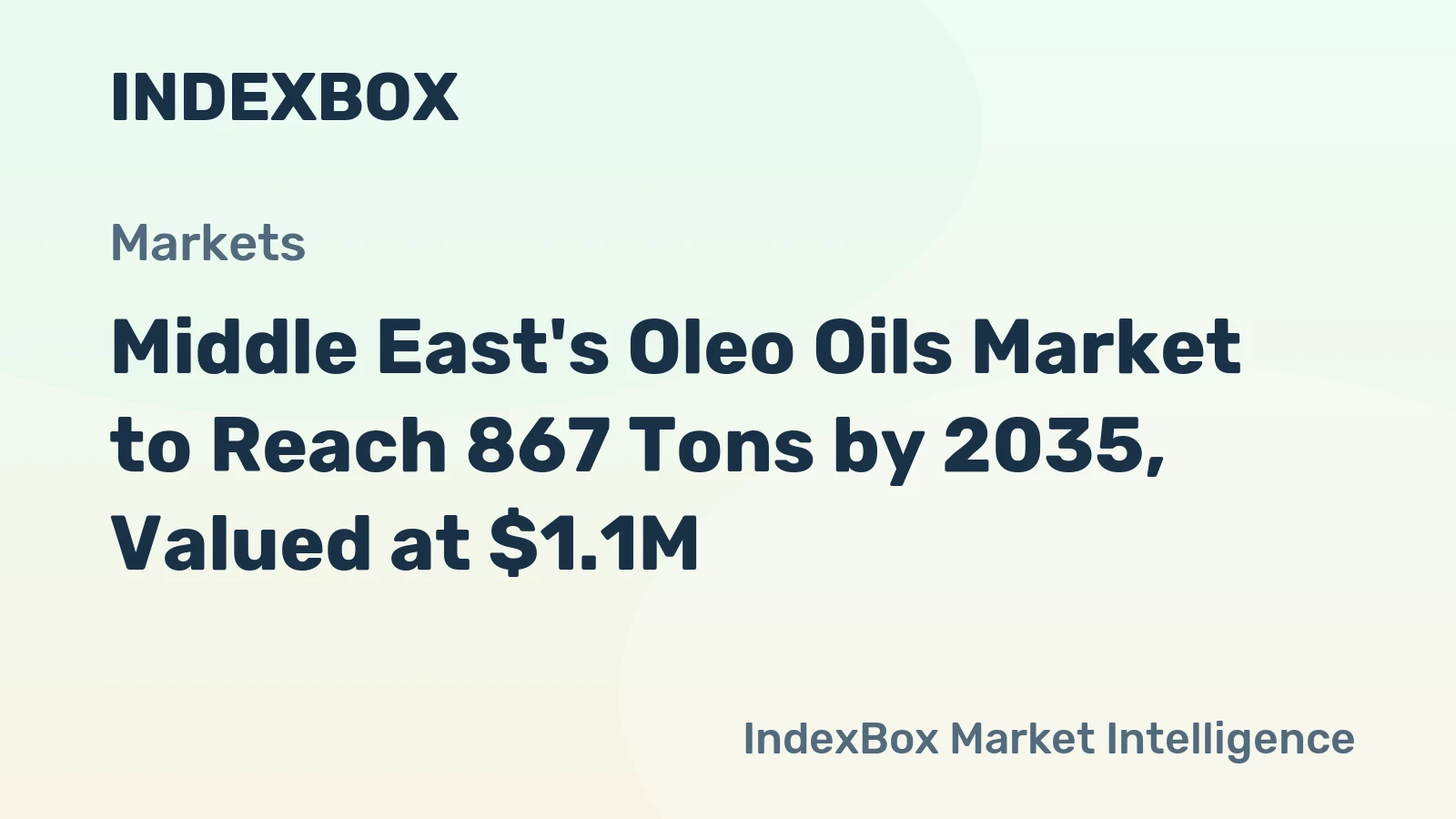 Middle East's Oleo Oils Market to Reach 867 Tons by 2035, Valued at $1.1M