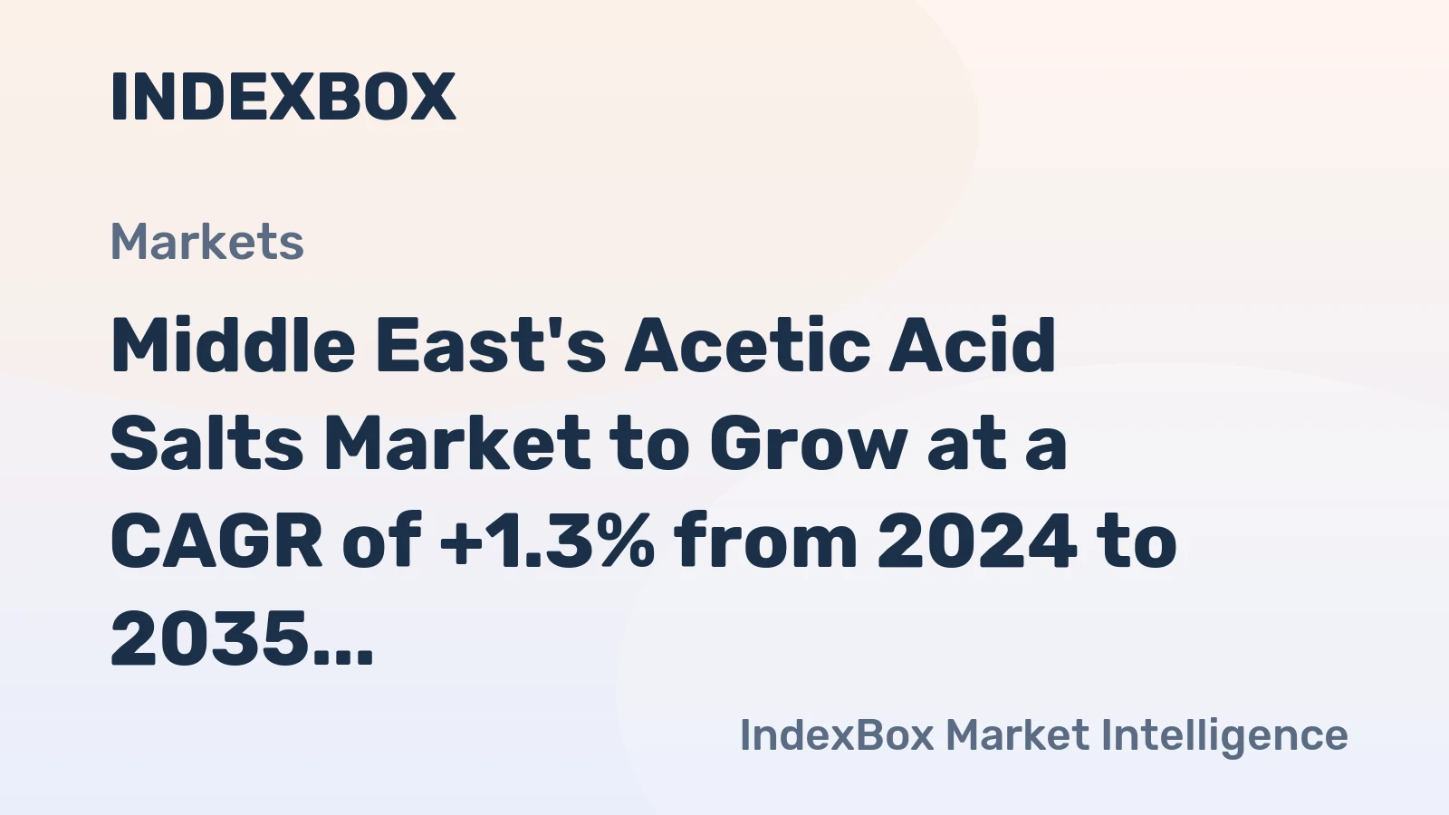 Middle East's Acetic Acid Salts Market to Grow at a CAGR of +1.3% from 2024 to 2035, Reaching 9.2K Tons