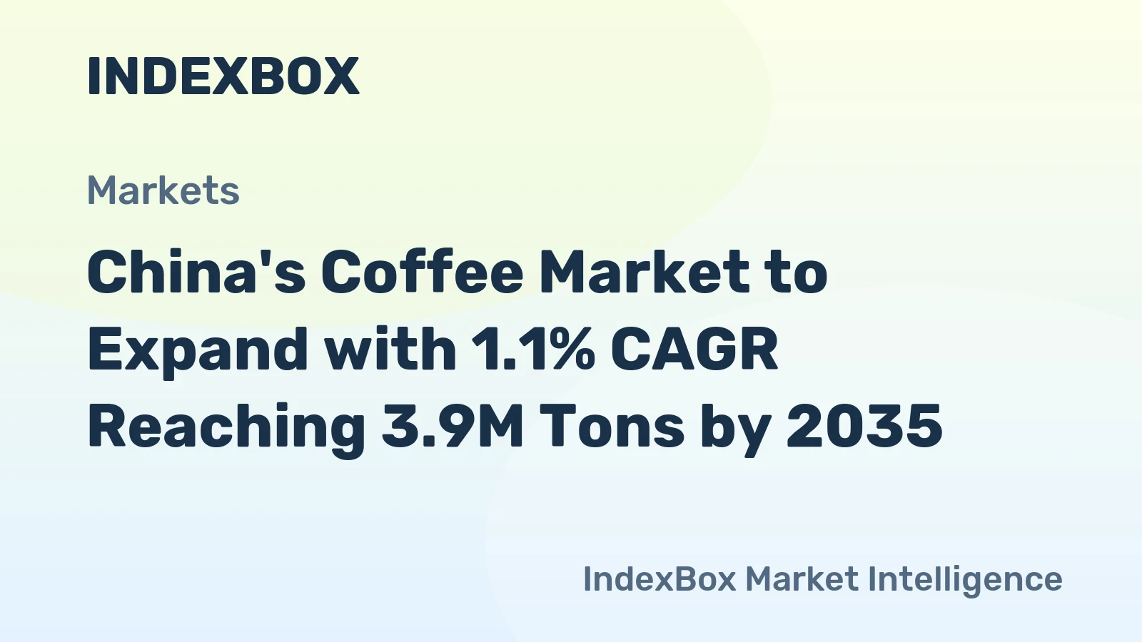 China's Coffee Market to Expand with 1.1% CAGR Reaching 3.9M Tons by 2035