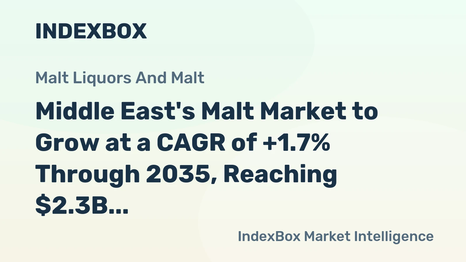 Middle East's Malt Market to Grow at a CAGR of +1.7% Through 2035, Reaching $2.3B in Value
