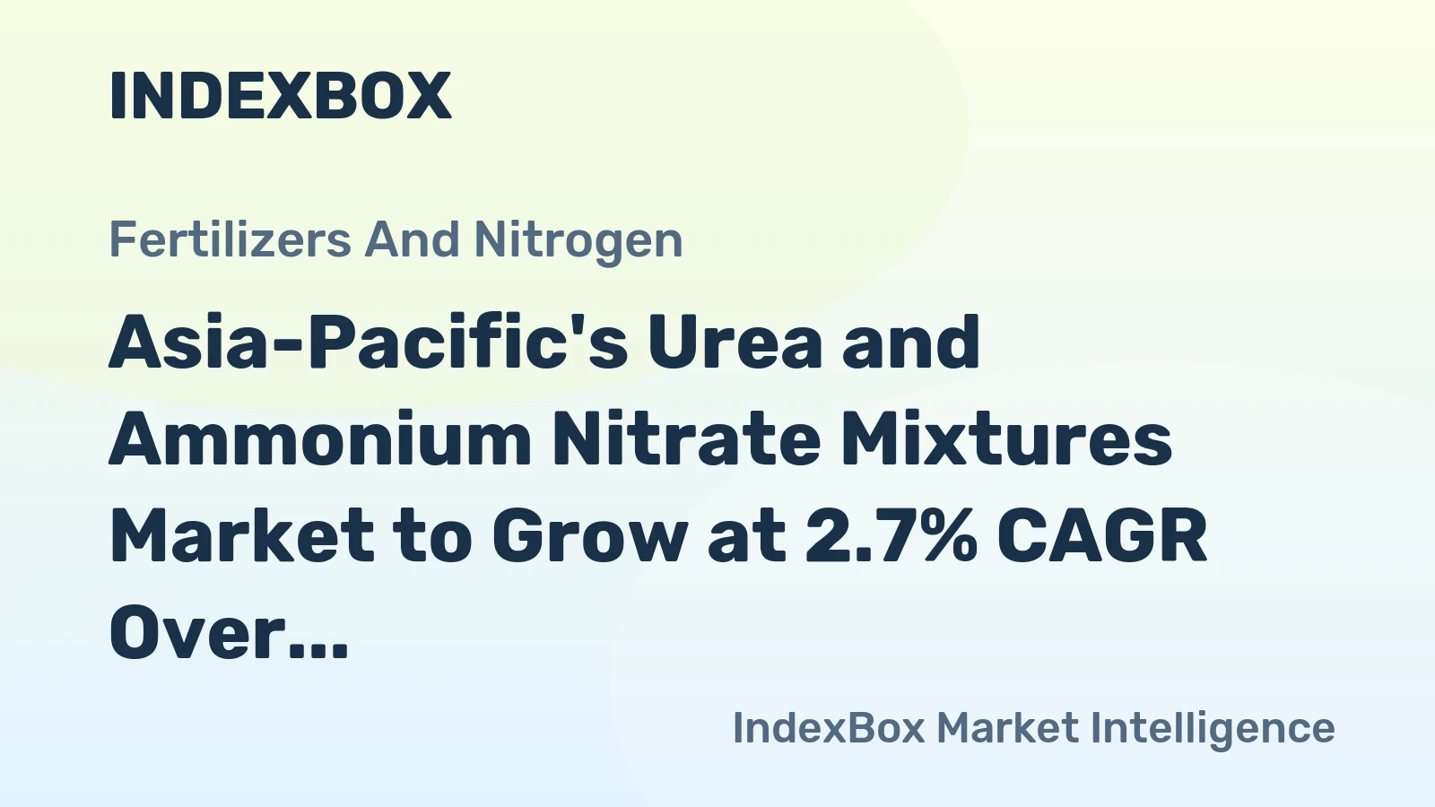 Asia-Pacific's Urea and Ammonium Nitrate Mixtures Market to Grow at 2.7% CAGR Over Next Decade