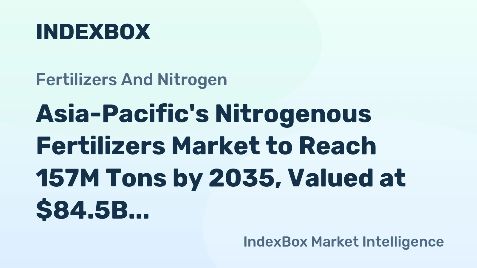 Asia-Pacific's Nitrogenous Fertilizers Market to Reach 157M Tons by 2035, Valued at $84.5B