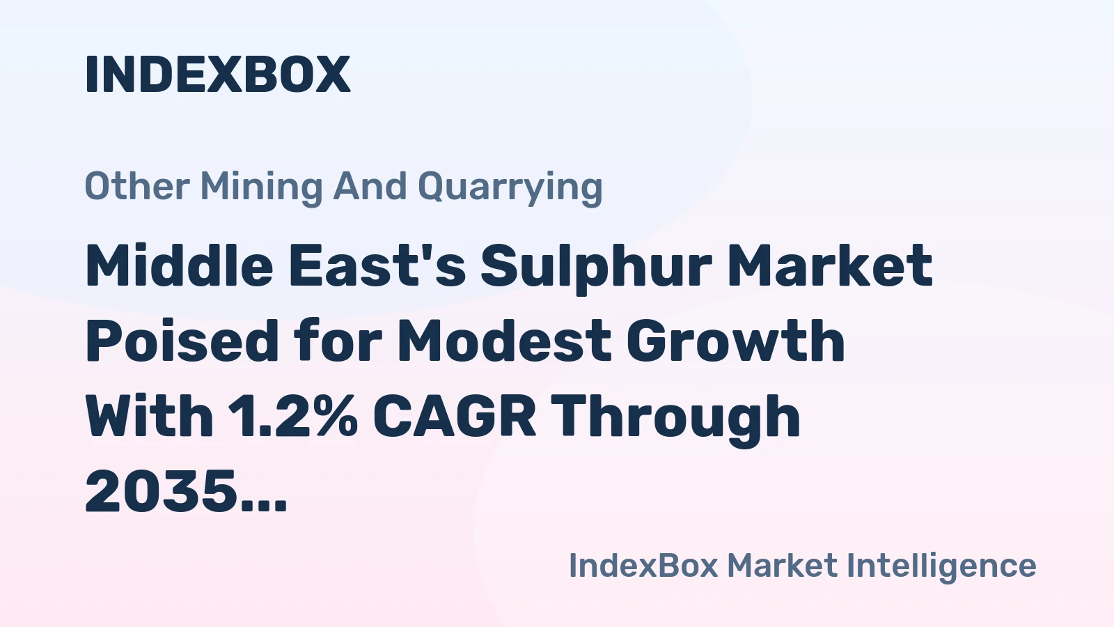 Middle East's Sulphur Market Poised for Modest Growth With 1.2% CAGR Through 2035
