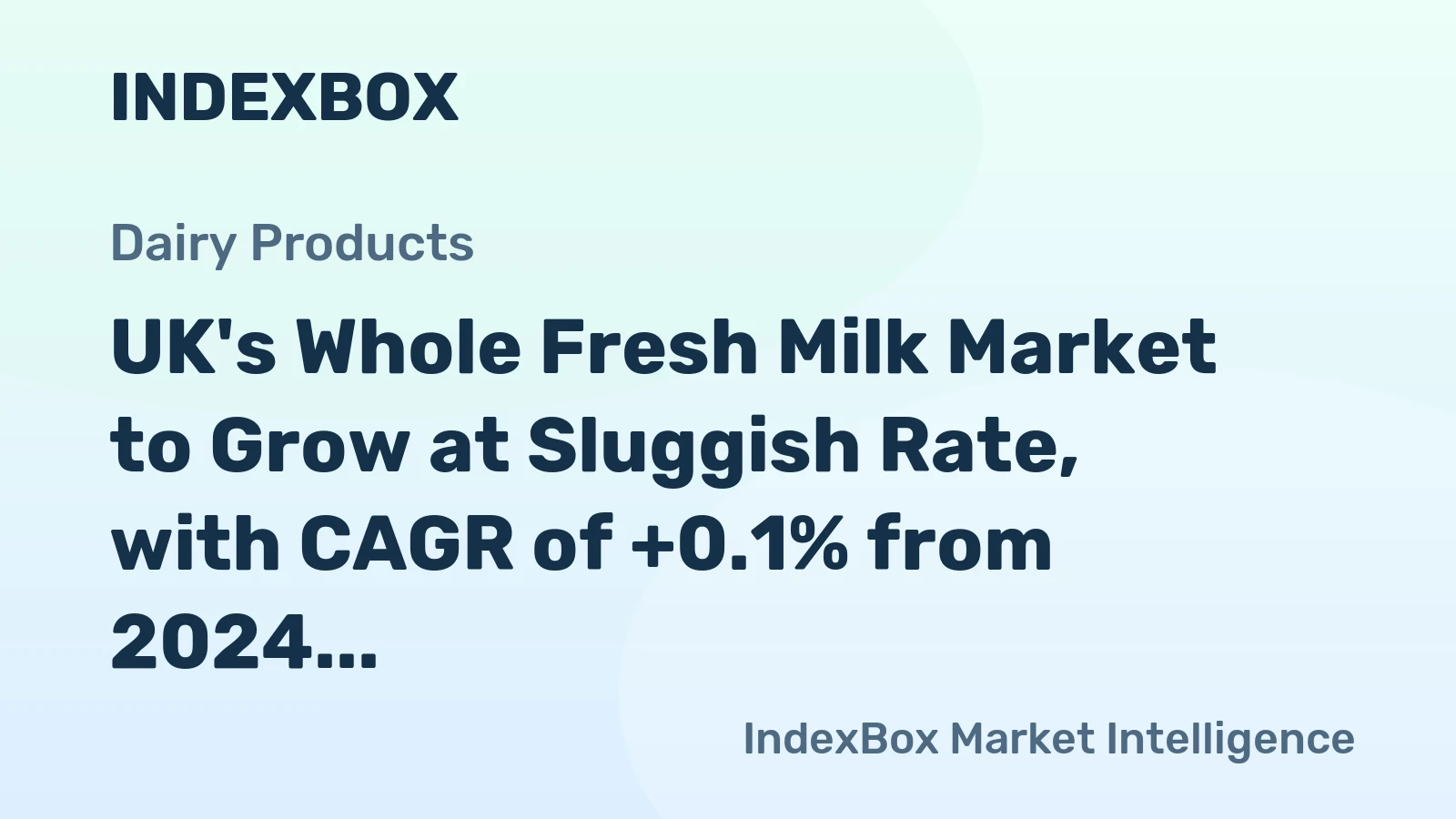 UK's Whole Fresh Milk Market to Grow at Sluggish Rate, with CAGR of +0.1% from 2024 to 2035