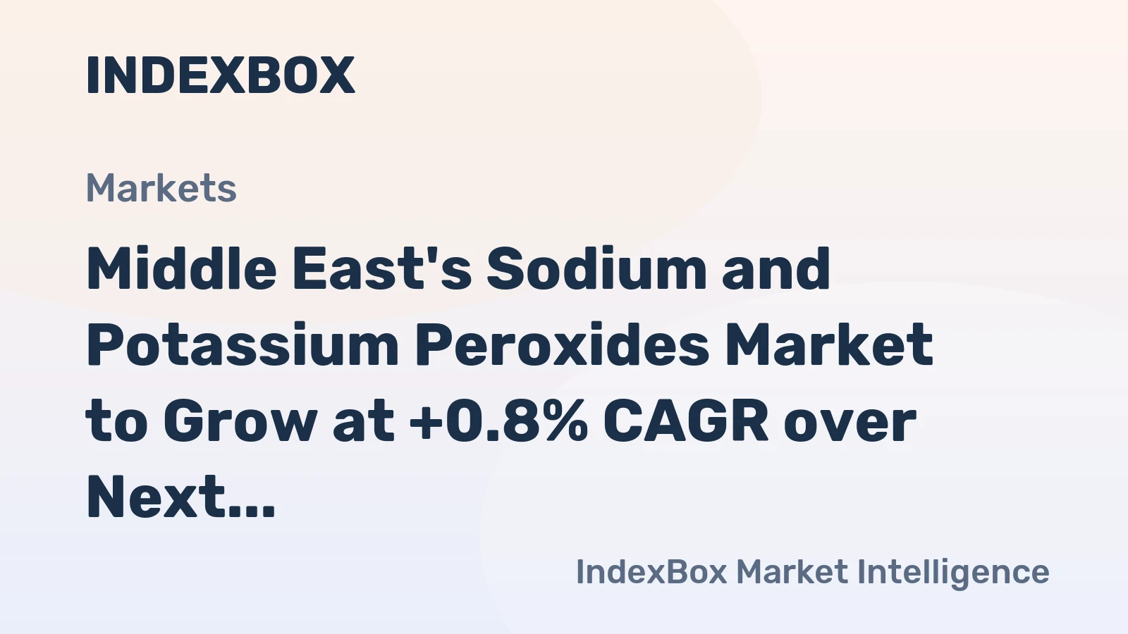 Middle East's Sodium and Potassium Peroxides Market to Grow at +0.8% CAGR over Next Decade