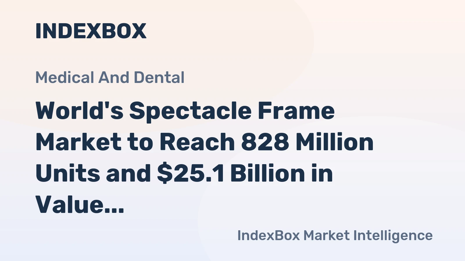 World's Spectacle Frame Market to Reach 828 Million Units and $25.1 Billion in Value