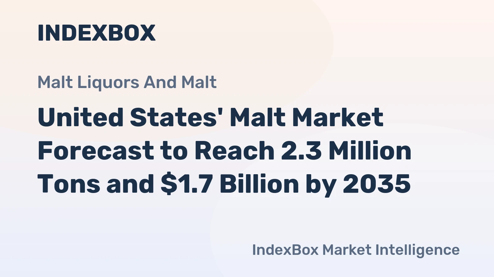 United States' Malt Market Forecast to Reach 2.3 Million Tons and $1.7 Billion by 2035