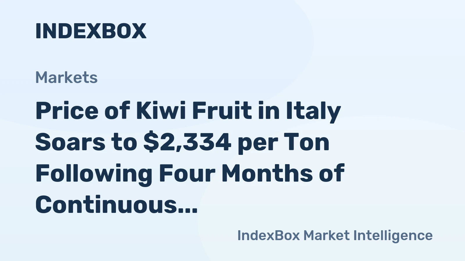 Price of Kiwi Fruit in Italy Soars to $2,334 per Ton Following Four Months of Continuous Increase