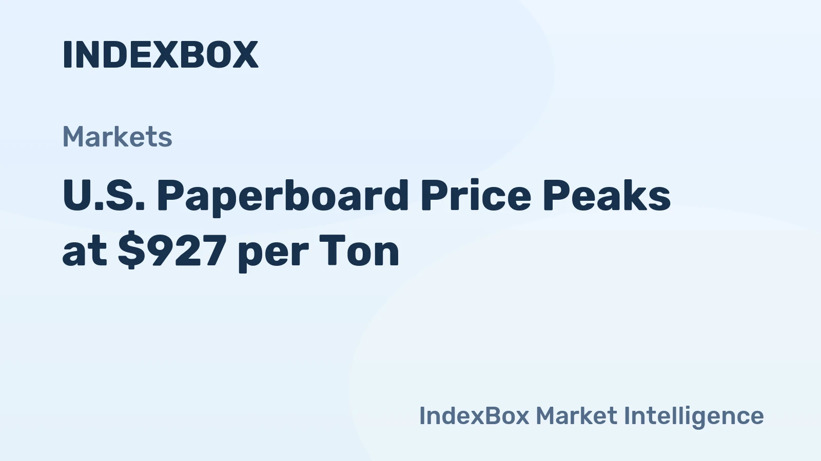 U.S. Paperboard Price Peaks at $927 per Ton