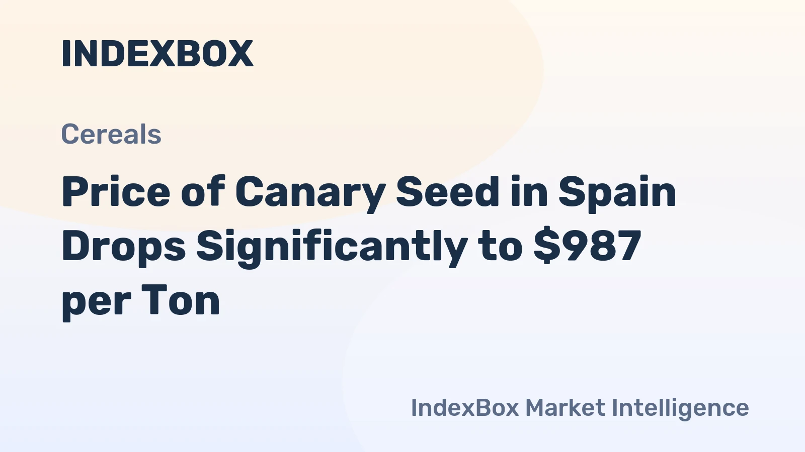 Price of Canary Seed in Spain Drops Significantly to $987 per Ton