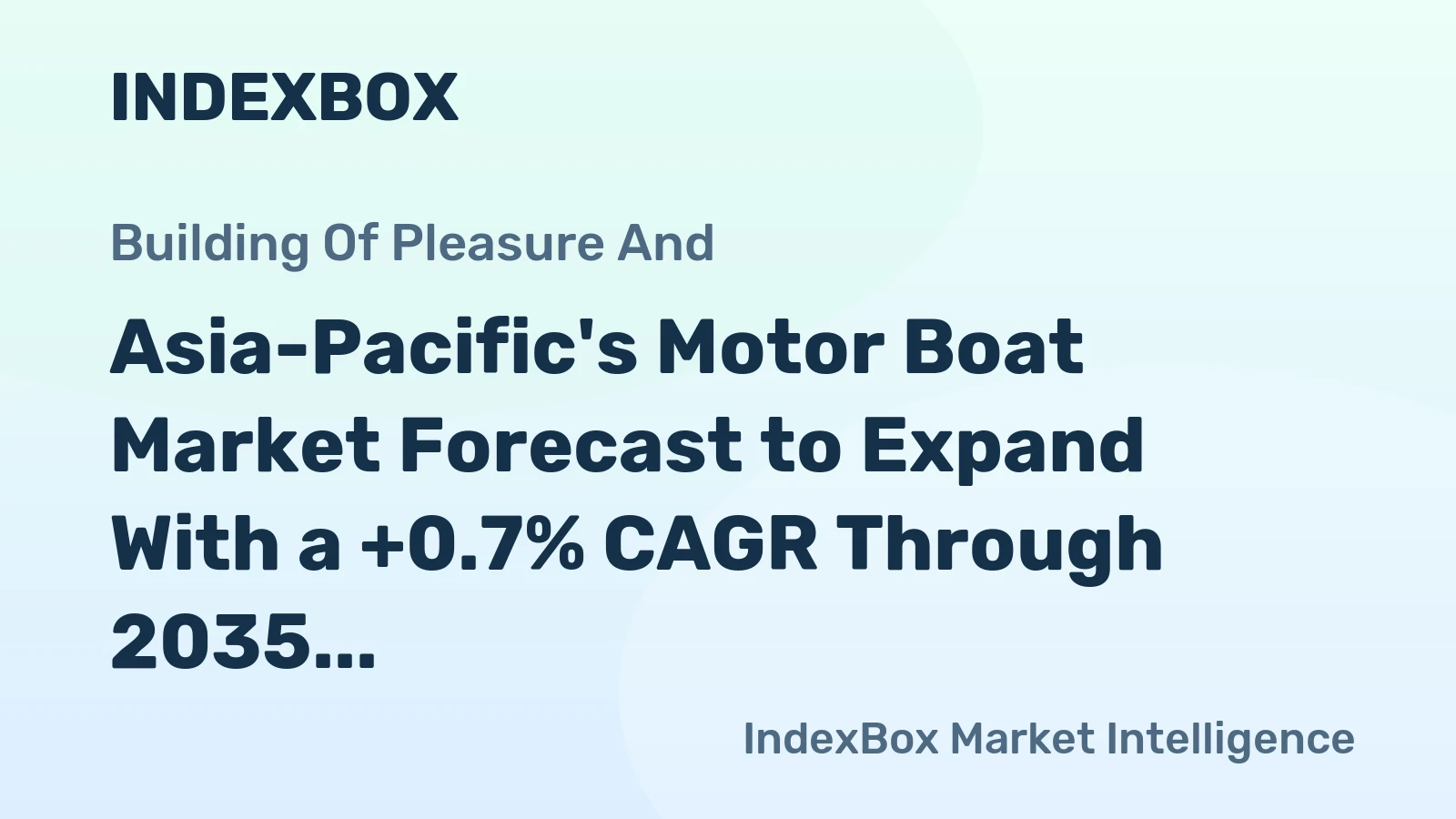 Asia-Pacific's Motor Boat Market Forecast to Expand With a +0.7% CAGR Through 2035