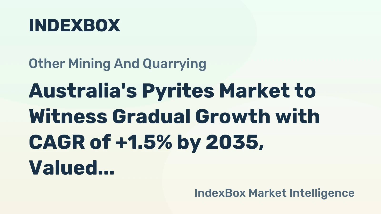 Australia's Pyrites Market to Witness Gradual Growth with CAGR of +1.5% by 2035, Valued at $2.1M