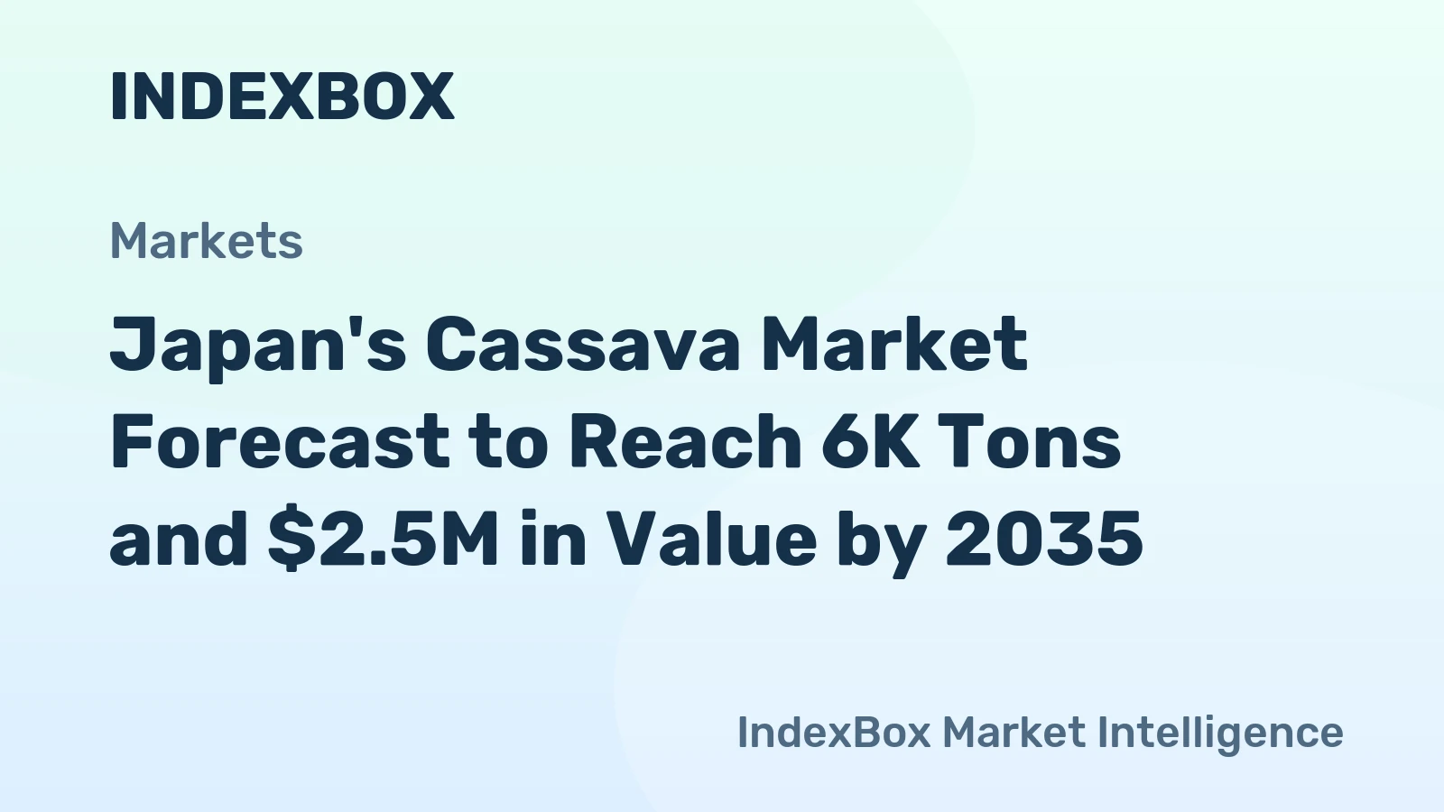 Japan's Cassava Market Forecast to Reach 6K Tons and $2.5M in Value by 2035