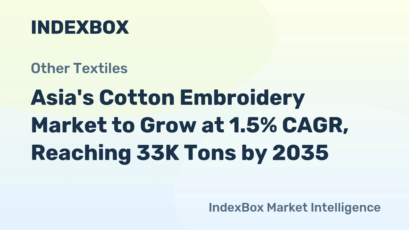 Asia's Cotton Embroidery Market to Grow at 1.5% CAGR, Reaching 33K Tons by 2035