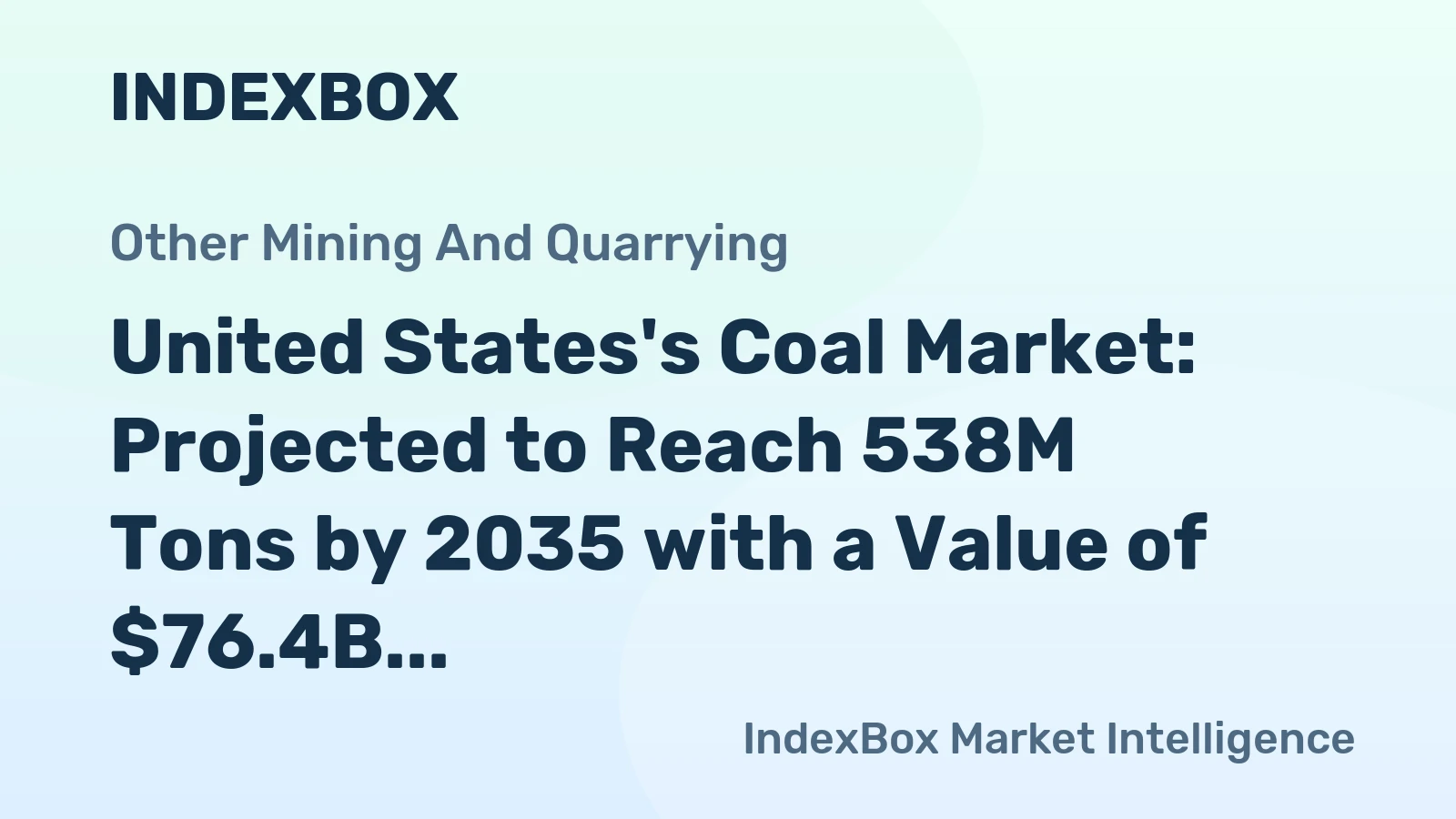 United States's Coal Market: Projected to Reach 538M Tons by 2035 with a Value of $76.4B