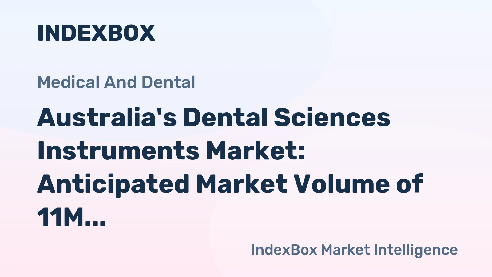 Australia's Dental Sciences Instruments Market: Anticipated Market Volume of 11M Units and Market Value of $364M by 2035