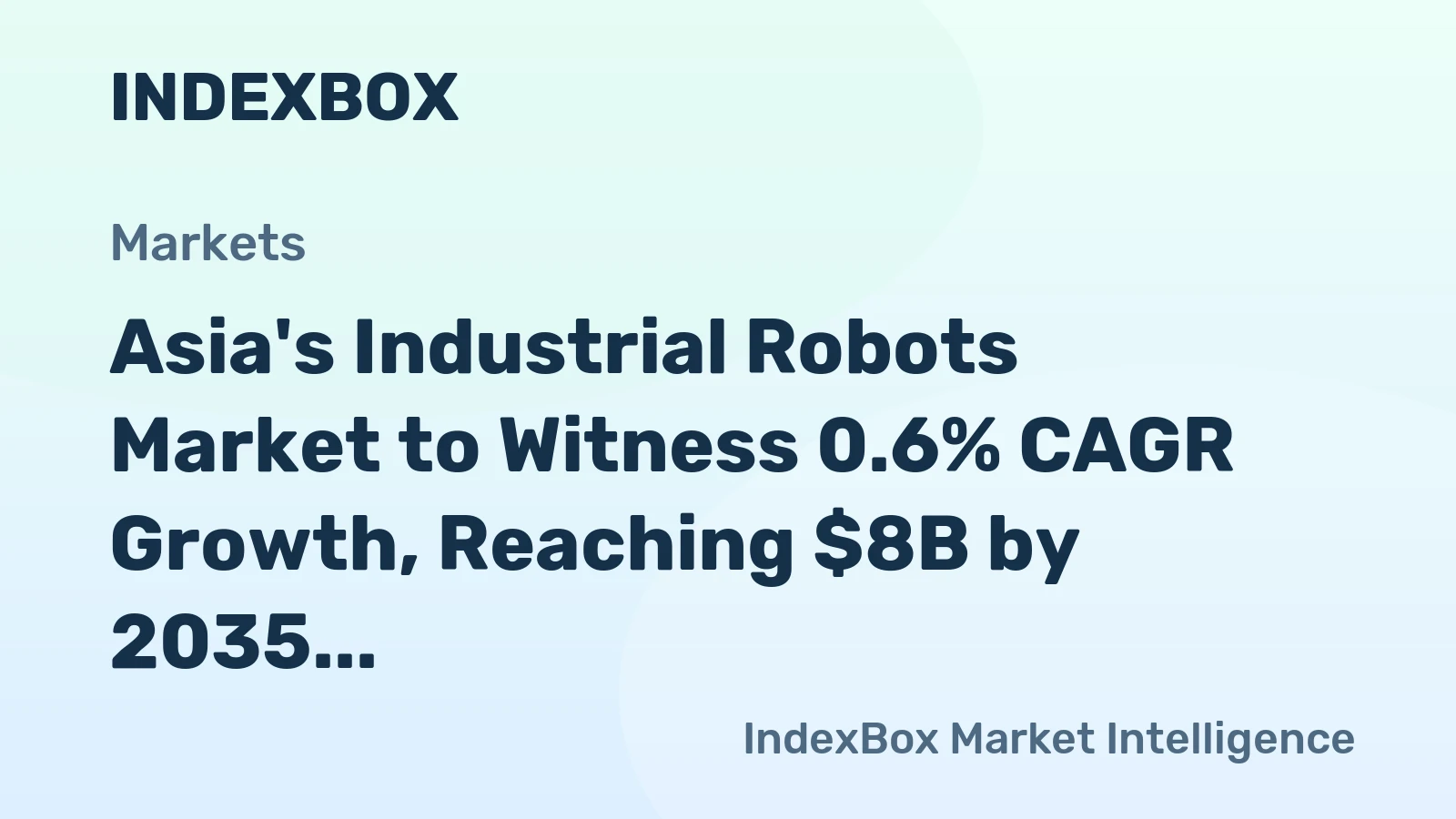 Asia's Industrial Robots Market to Witness 0.6% CAGR Growth, Reaching $8B by 2035