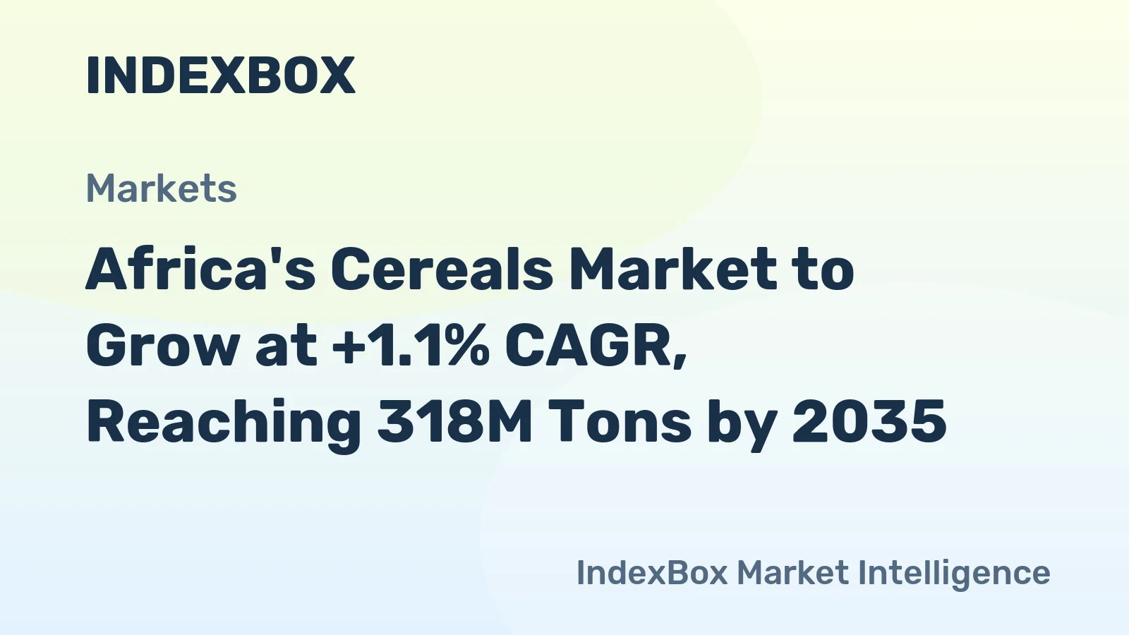 Africa's Cereals Market to Grow at +1.1% CAGR, Reaching 318M Tons by 2035