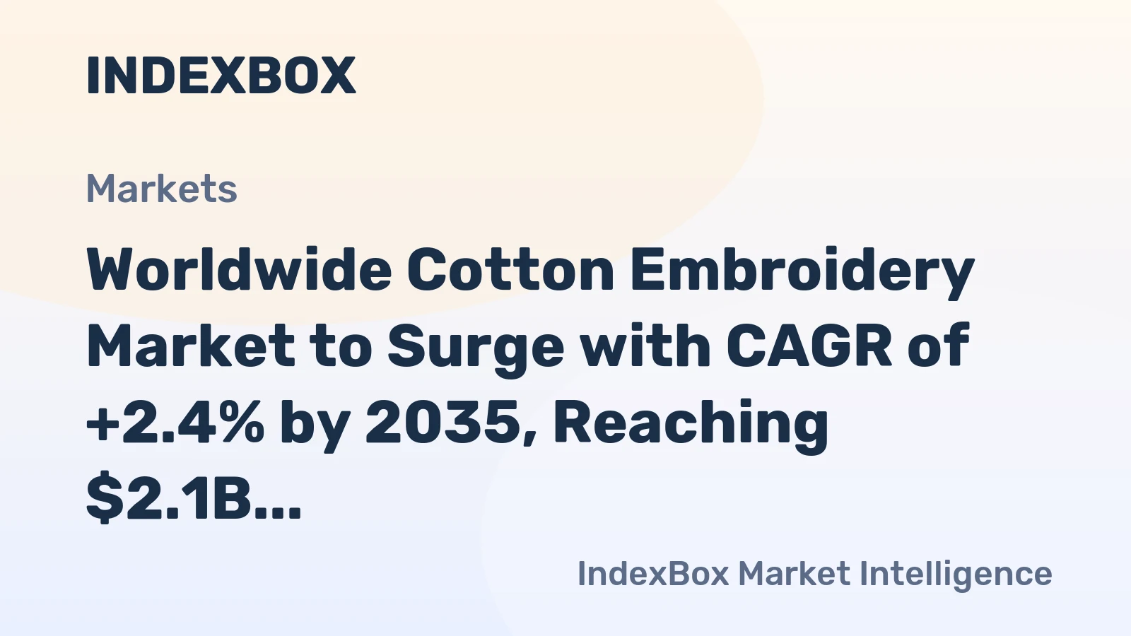 Worldwide Cotton Embroidery Market to Surge with CAGR of +2.4% by 2035, Reaching $2.1B in Value