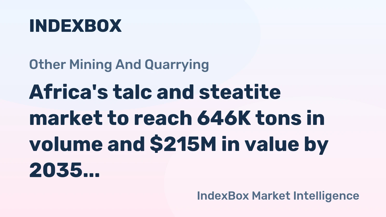 Africa's talc and steatite market to reach 646K tons in volume and $215M in value by 2035, despite a forecasted deceleration in growth.
