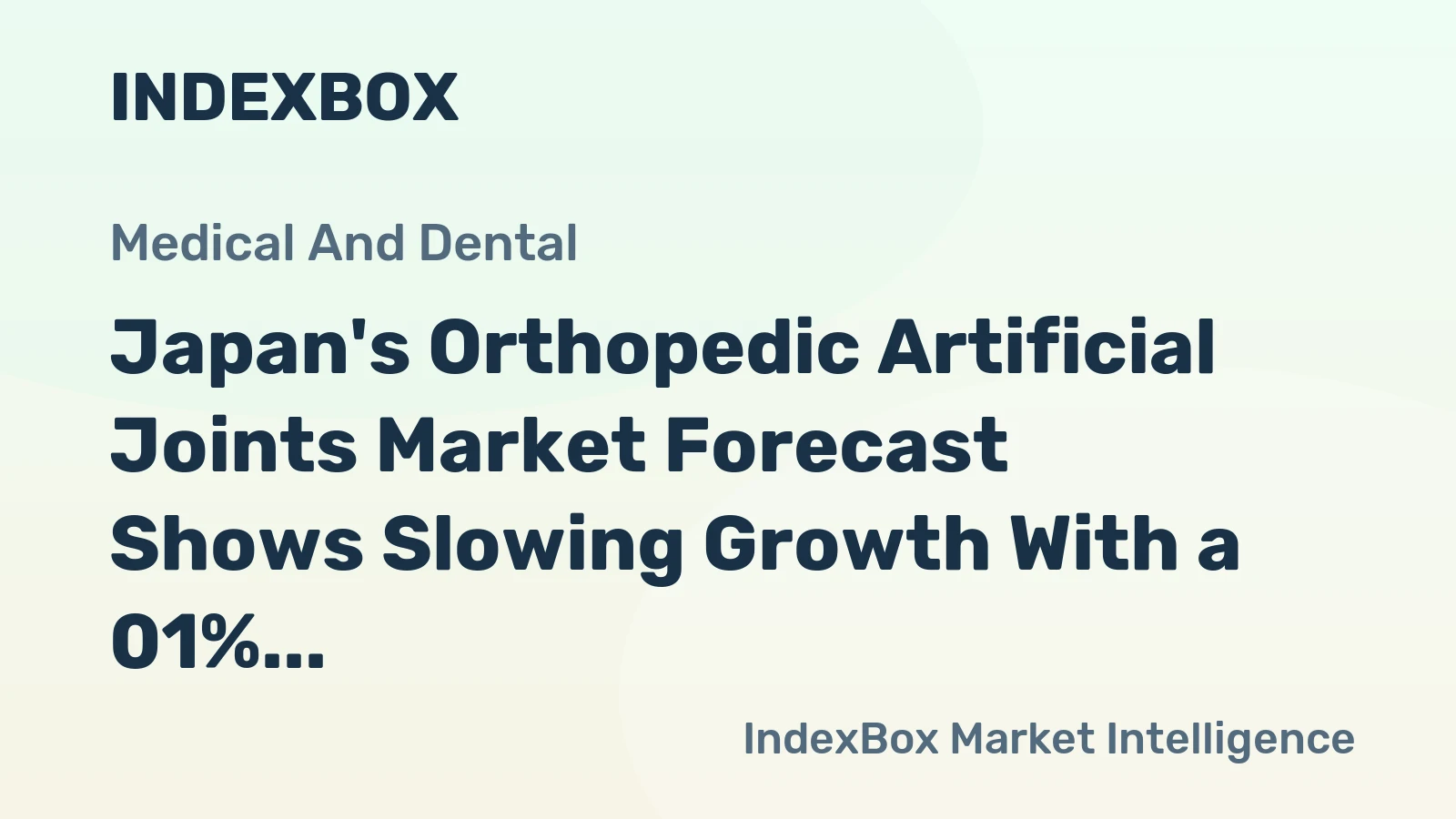 Japan's Orthopedic Artificial Joints Market Forecast Shows Slowing Growth With a 01% Volume CAGR Through 2035