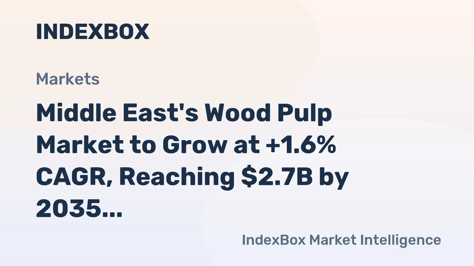 Middle East's Wood Pulp Market to Grow at +1.6% CAGR, Reaching $2.7B by 2035
